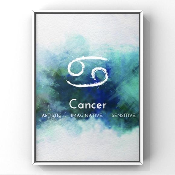 Triad Art & Design | Wall Decor | Cancer Zodiac Signwhite Blue ...